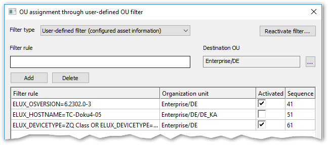 OU filter as a user-defined filter | Scout Enterprise Management Suite